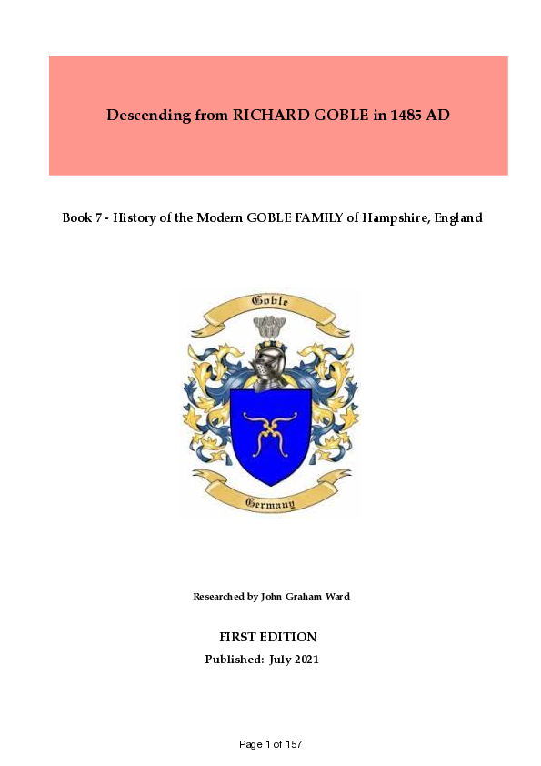 Book 7 - History of the Modern Goble Family of Hampshire, England ...