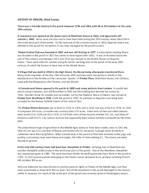 History of FINDON West Sussex - Ward Family Blog