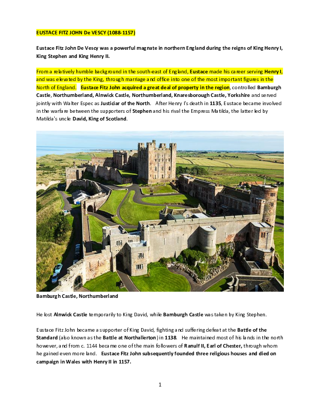 Eustace Fitz John De Vesci - Ward Family Blog