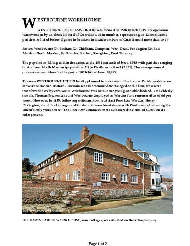 Westbourne Workhouse circa 1834 - Ward Family Blog