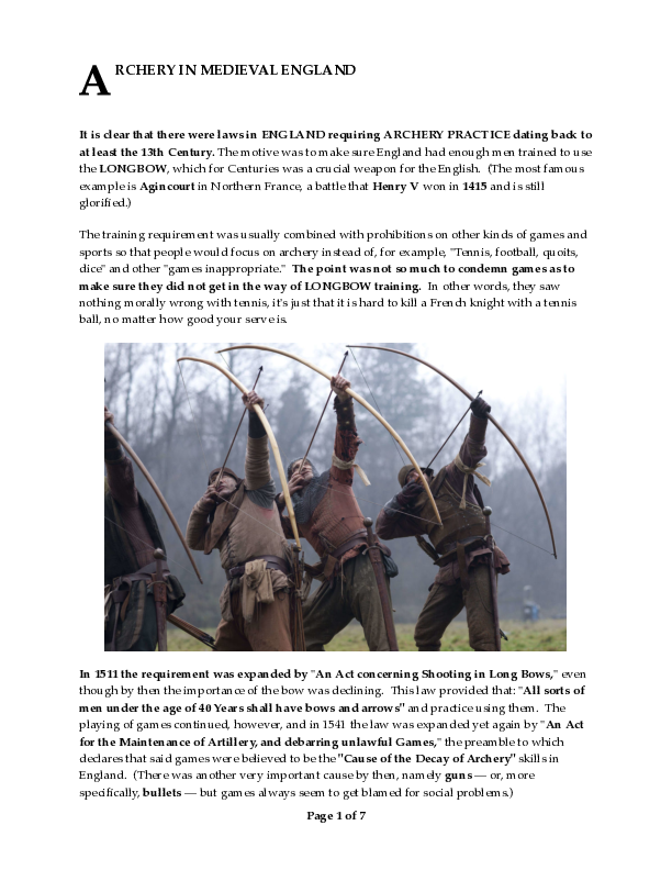 Archery in Medieval England - Ward Family Blog