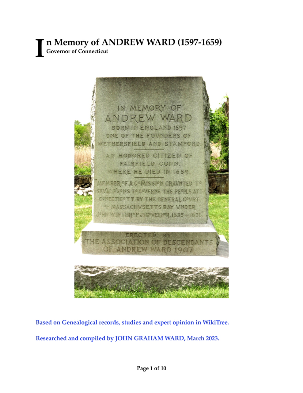 In Memory of ANDREW WARD (1597-1659) - Ward Family Blog