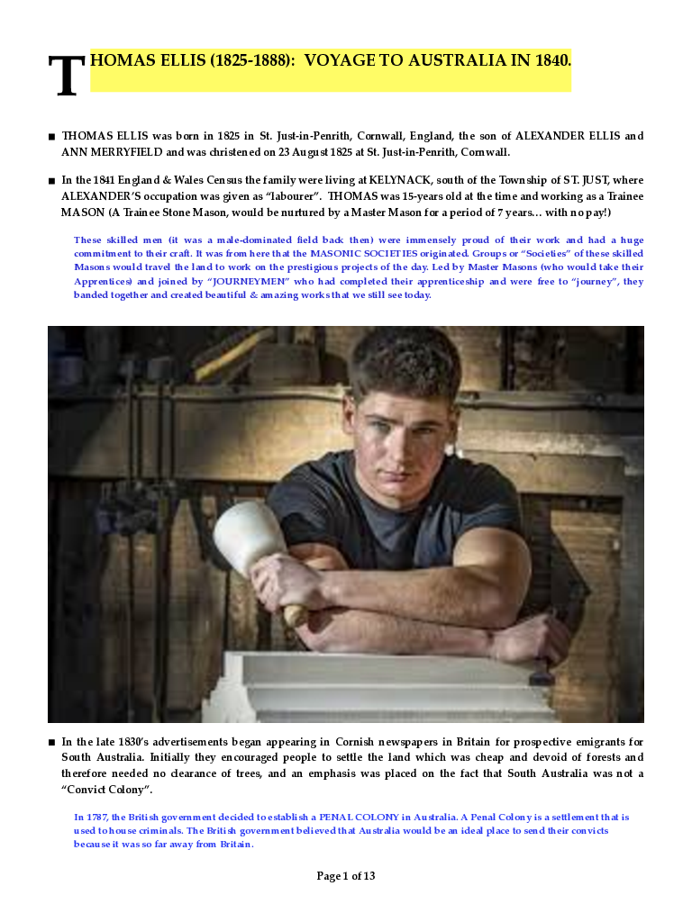 Thomas Ellis (1825-1888) - VOYAGE to AUSTRALIA IN 1840 - Ward Family Blog